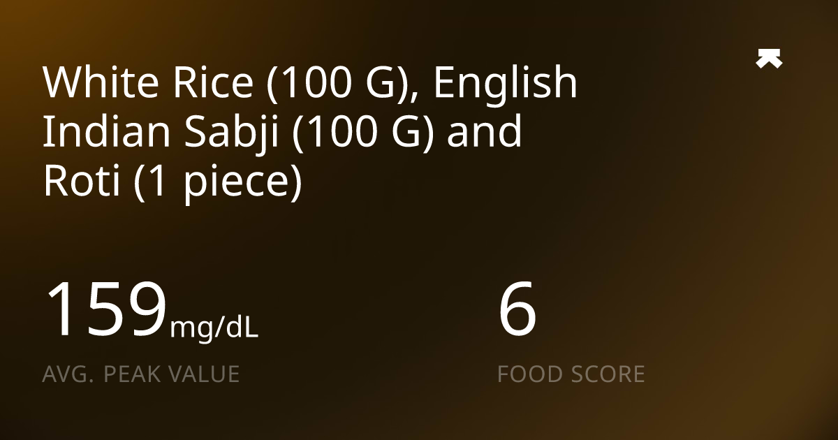 White Rice (100 G), English Indian Sabji (100 G) and Roti (1 piece ...